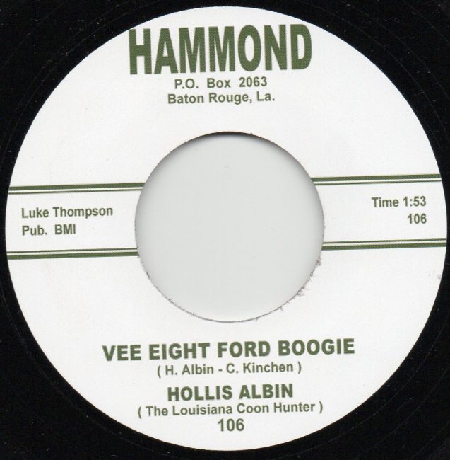 HOLLIS ALBIN - VEE EIGHT FORD BOOGIE / UNCLE EARL DON'T STAND ALONE ...